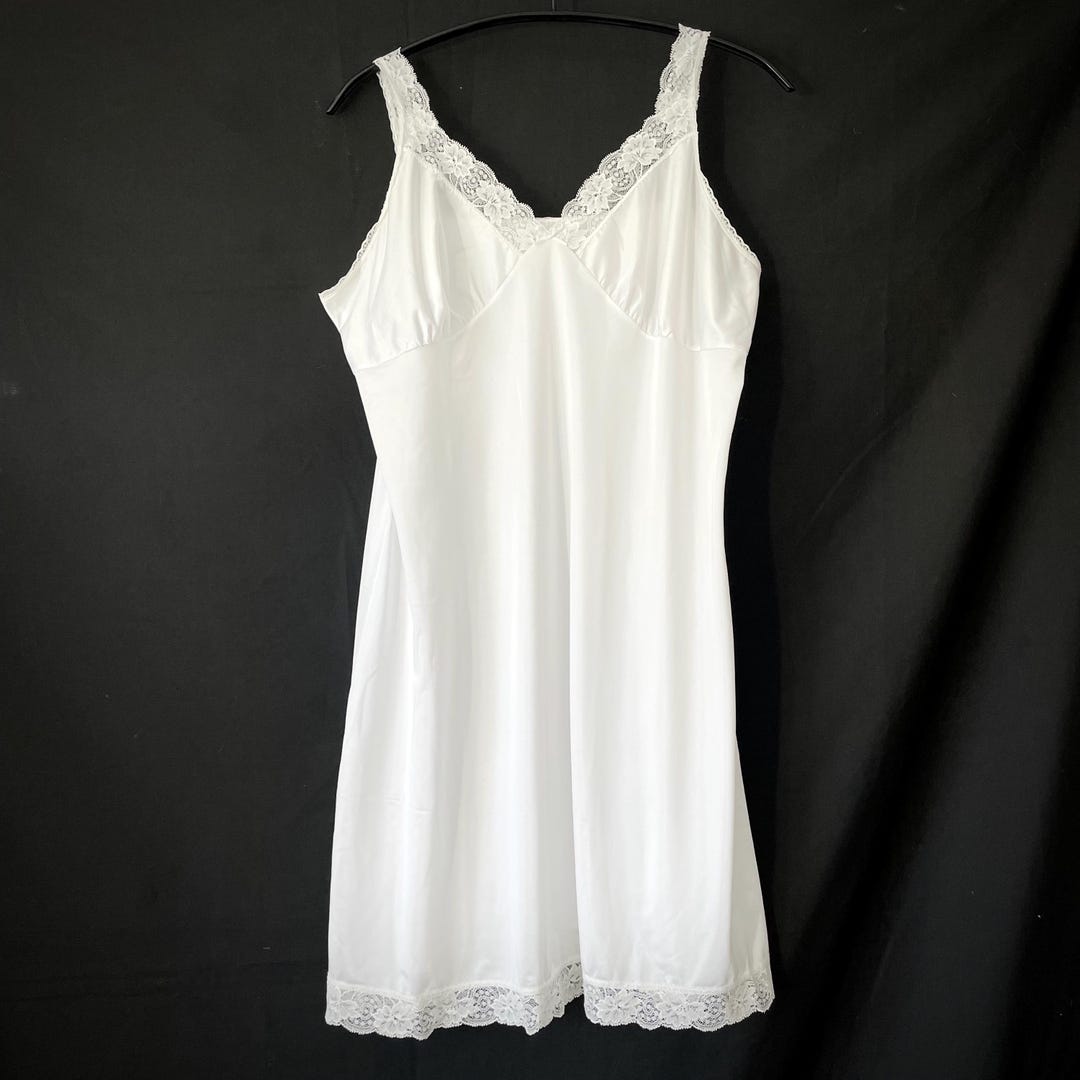 80s Vintage White Slip Dress by Littlewoods 42" - Etsy
