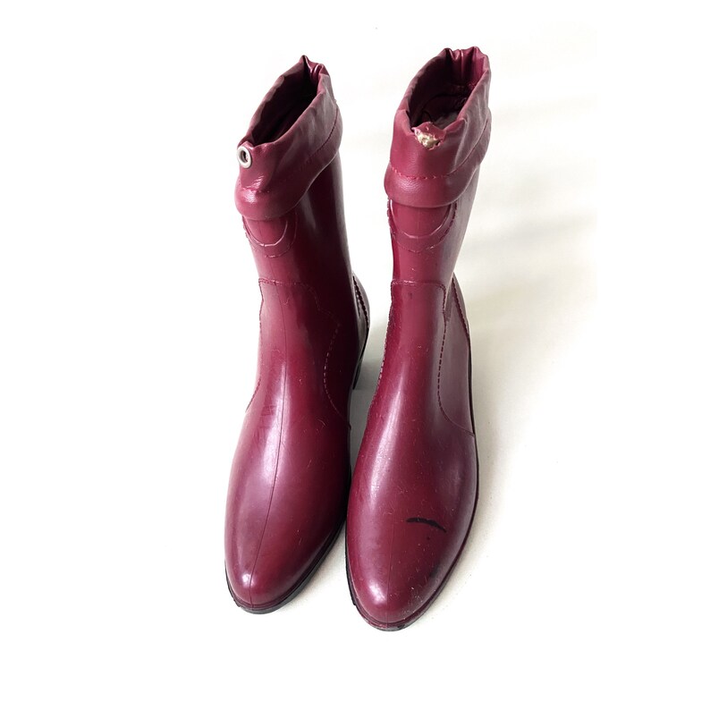 60s/70s Vintage Burgundy Red Wellies With Faux Shearling Lining. Retro ...