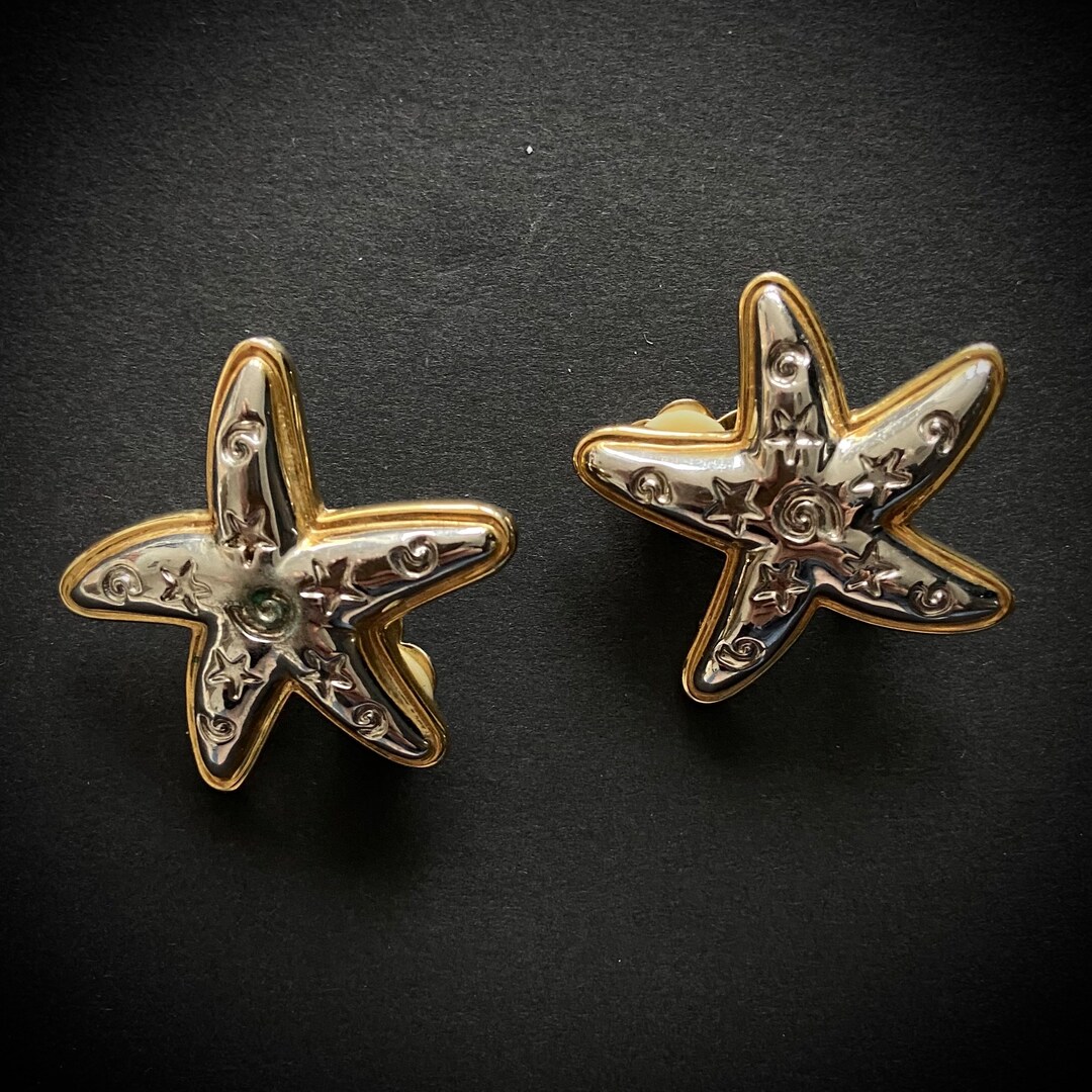 80s Vintage Cabouchon Star Shaped Clip-on Earrings. Starfish Costume ...