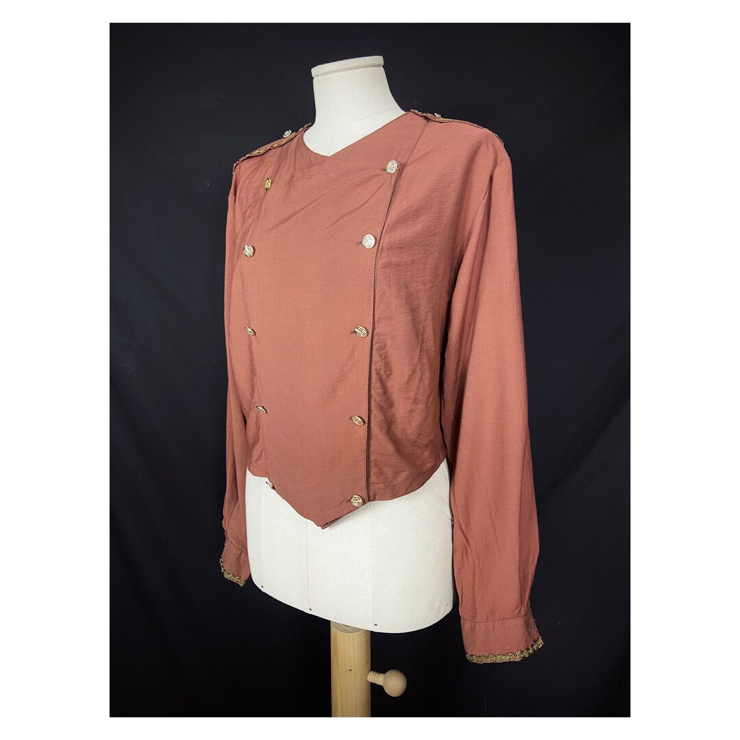 80s Vintage Brown Double Breasted Military Army Blazer Jacket by ...