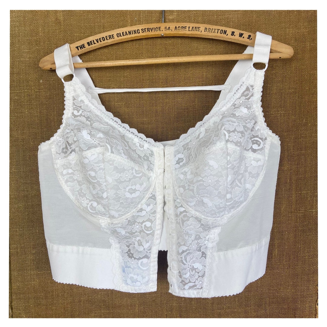 60s Vintage Lady Mary of Sweden Bra: White Lace, Front Closure, Plus ...