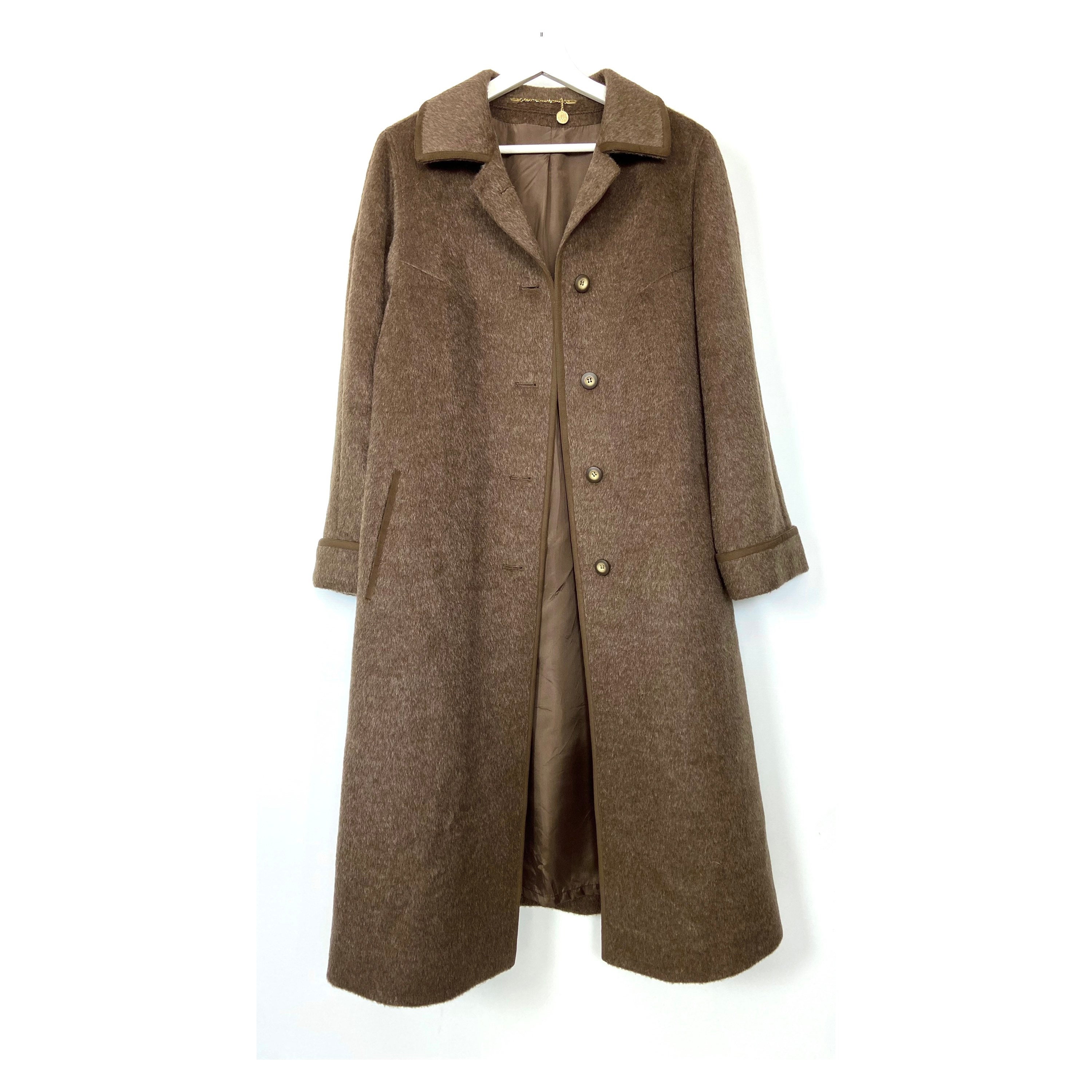 70s Vintage Brown Alpaca Lama Overcoat by Havela. Classic 70s Vintage Brown Alpaca Lama Overcoat by Havela. Classic