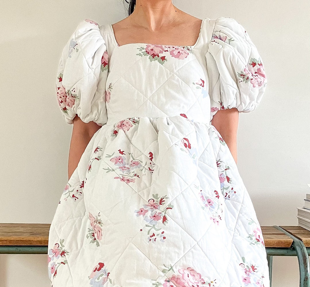 Upcycled Floral Quilted Prom Dress, Upcycled Fashion, Sustainable ...