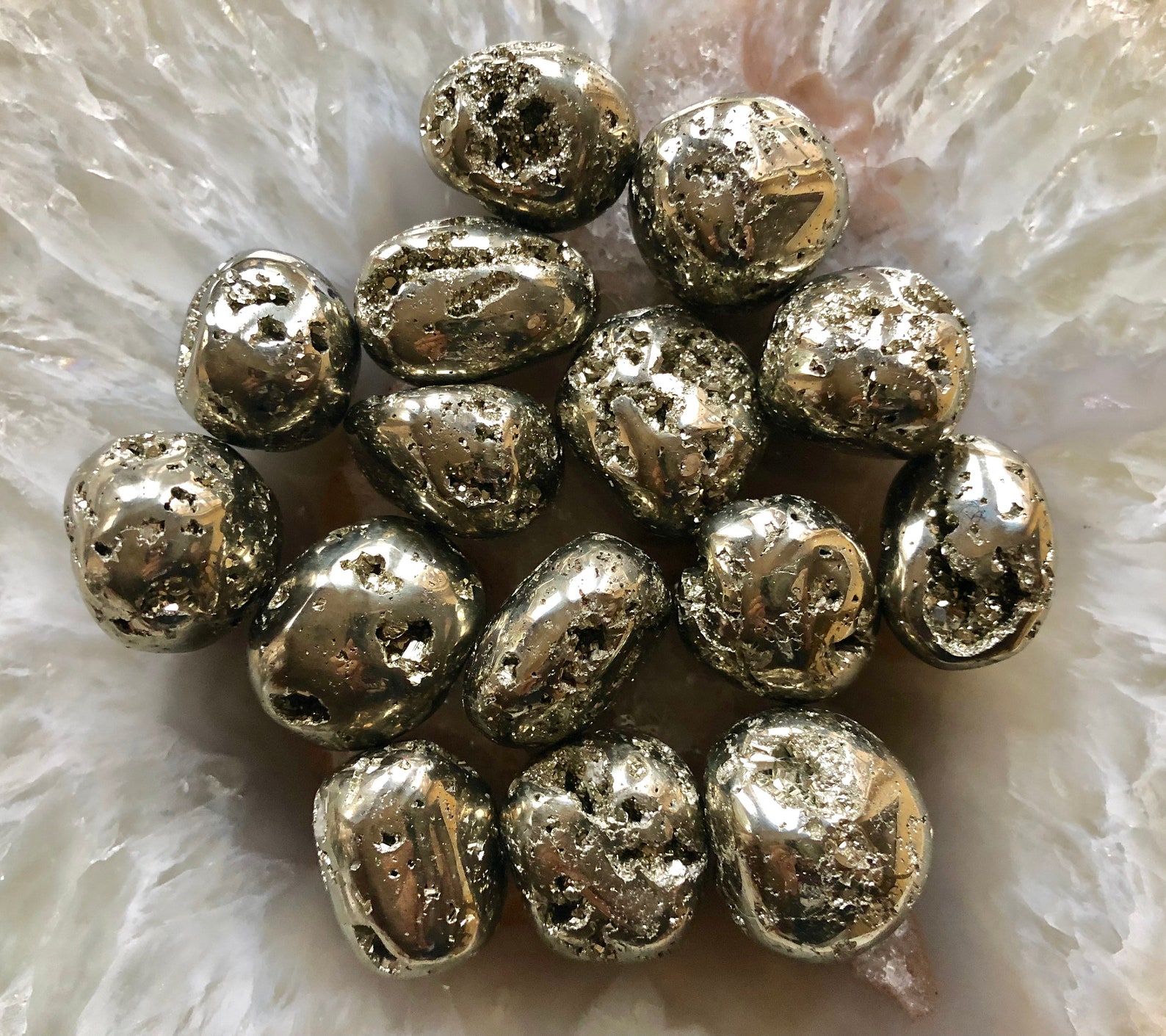 Beautiful Large Pyrite Tumbled Stones. Pyrite Crystal for - Etsy