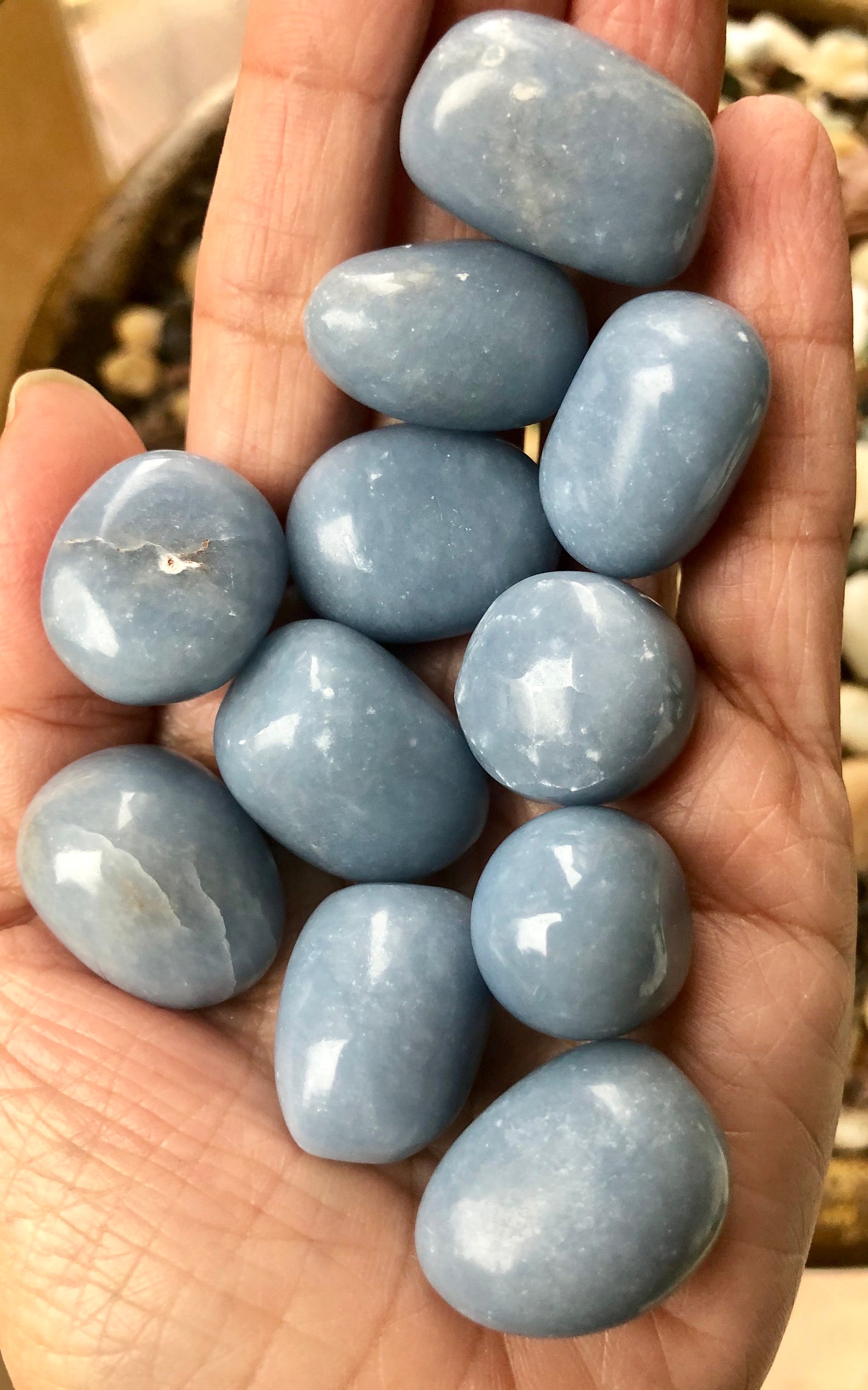 Premium Peruvian Angelite Tumbled Stones. Angelite Crystal For | Etsy