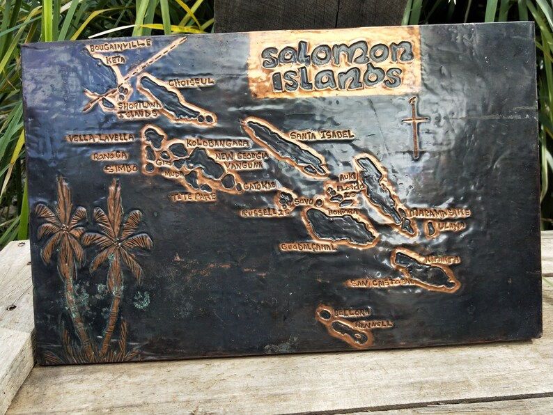 Vintage Copper Map of the Solomon Islands Wall Art - Etsy Australia