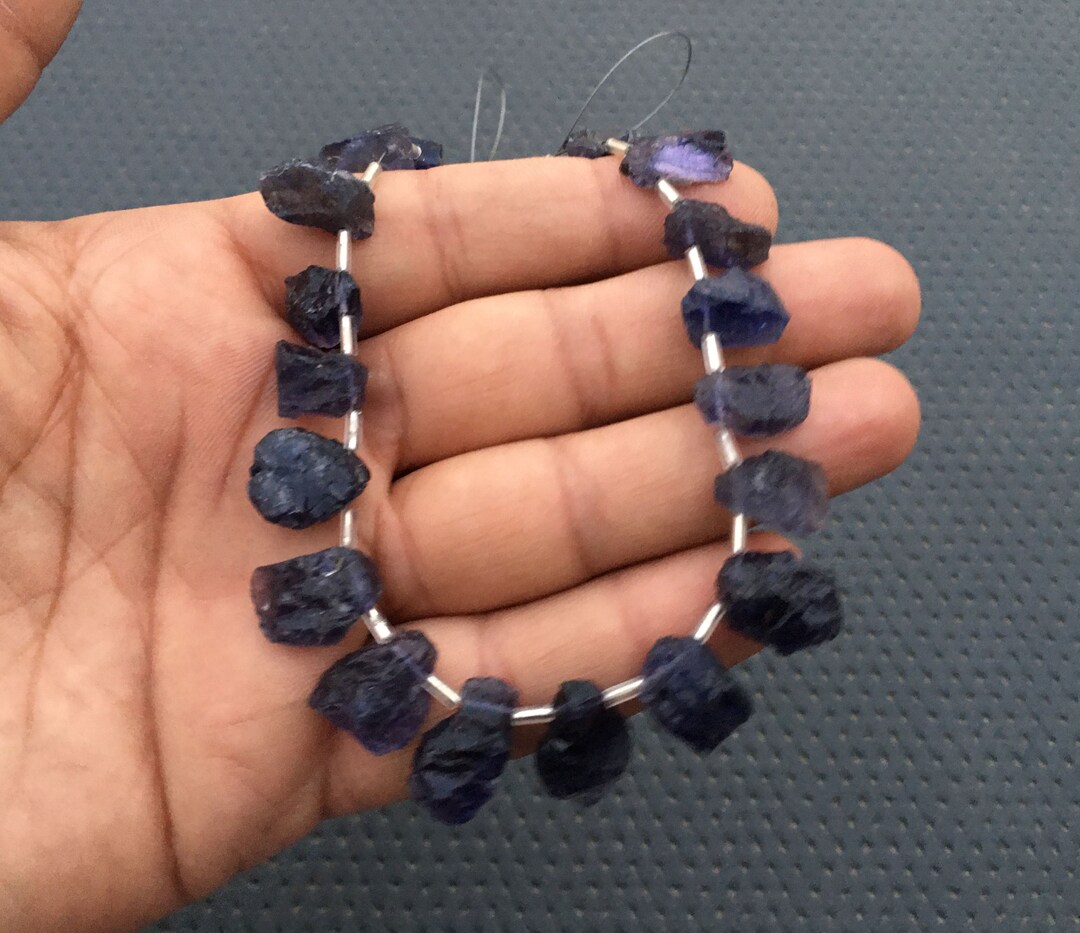 Awesome Quality Natural Blue Iolite Gemstone Drilled Uneven Shape Rough ...