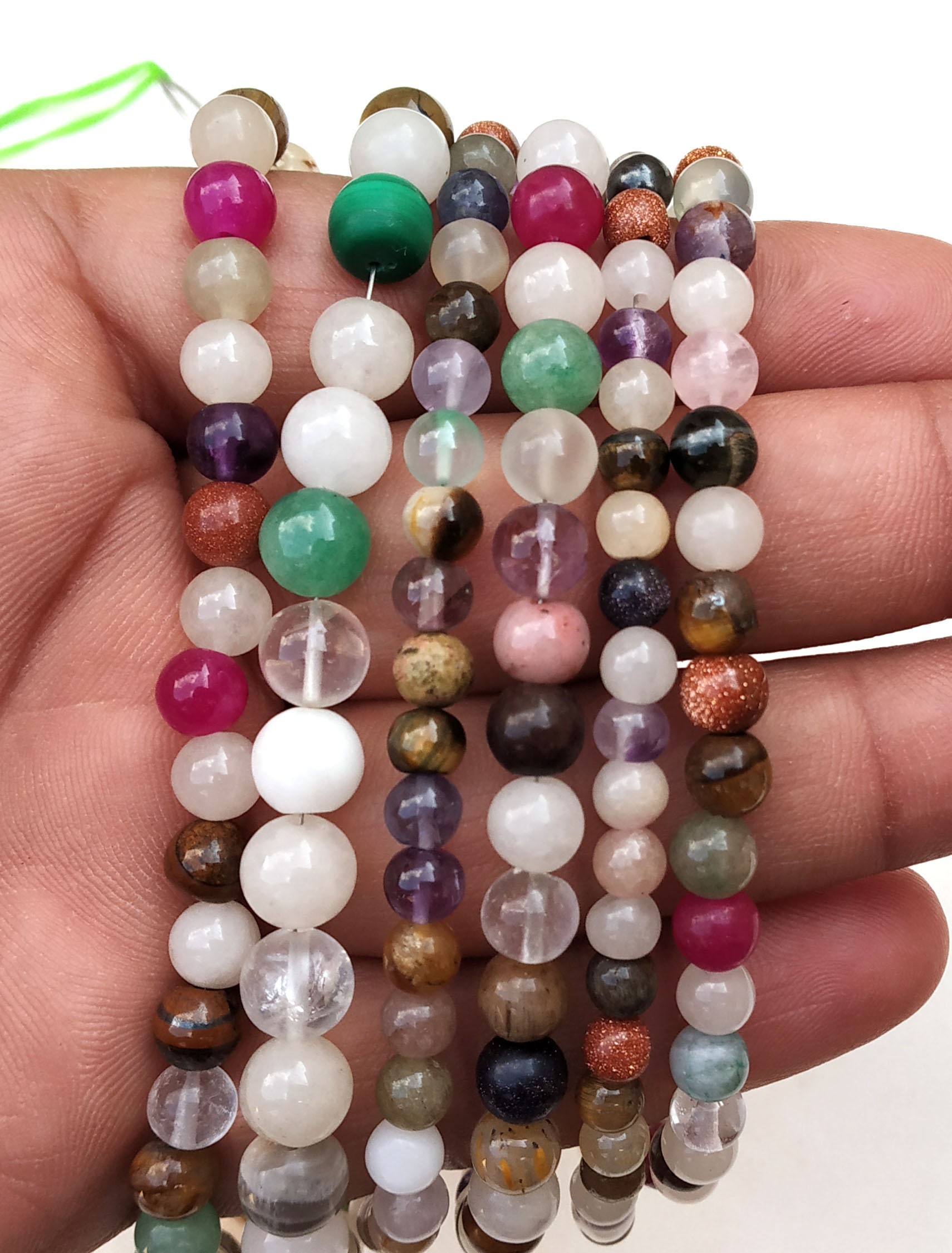 14inch Long Best Quality Multi Stone round Smooth | Etsy