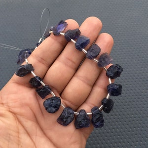 Awesome Quality Natural Blue Iolite Gemstone Drilled Uneven Shape Rough ...
