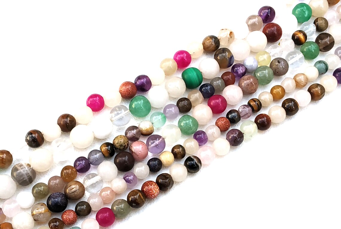 14inch Long Best Quality Multi Stone round Smooth - Etsy