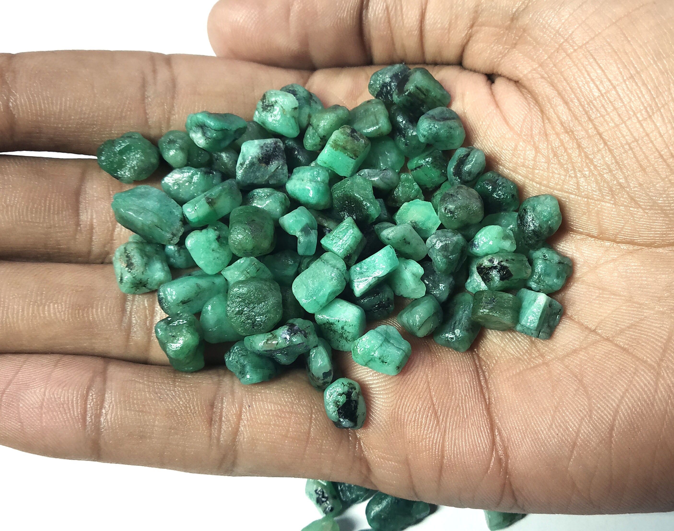 50 Pieces Natural Emerald Roughemerald Gemstonesgreen | Etsy