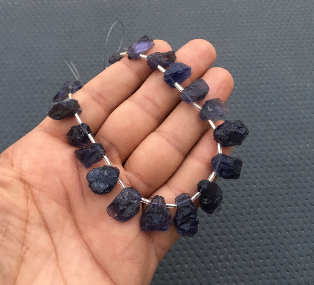 Awesome Quality Natural Blue Iolite Gemstone Drilled Uneven Shape Rough ...