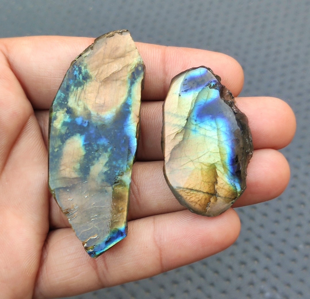 Amazing 2 Pieces Natural Labradorite Specimen Roughblue Fire - Etsy