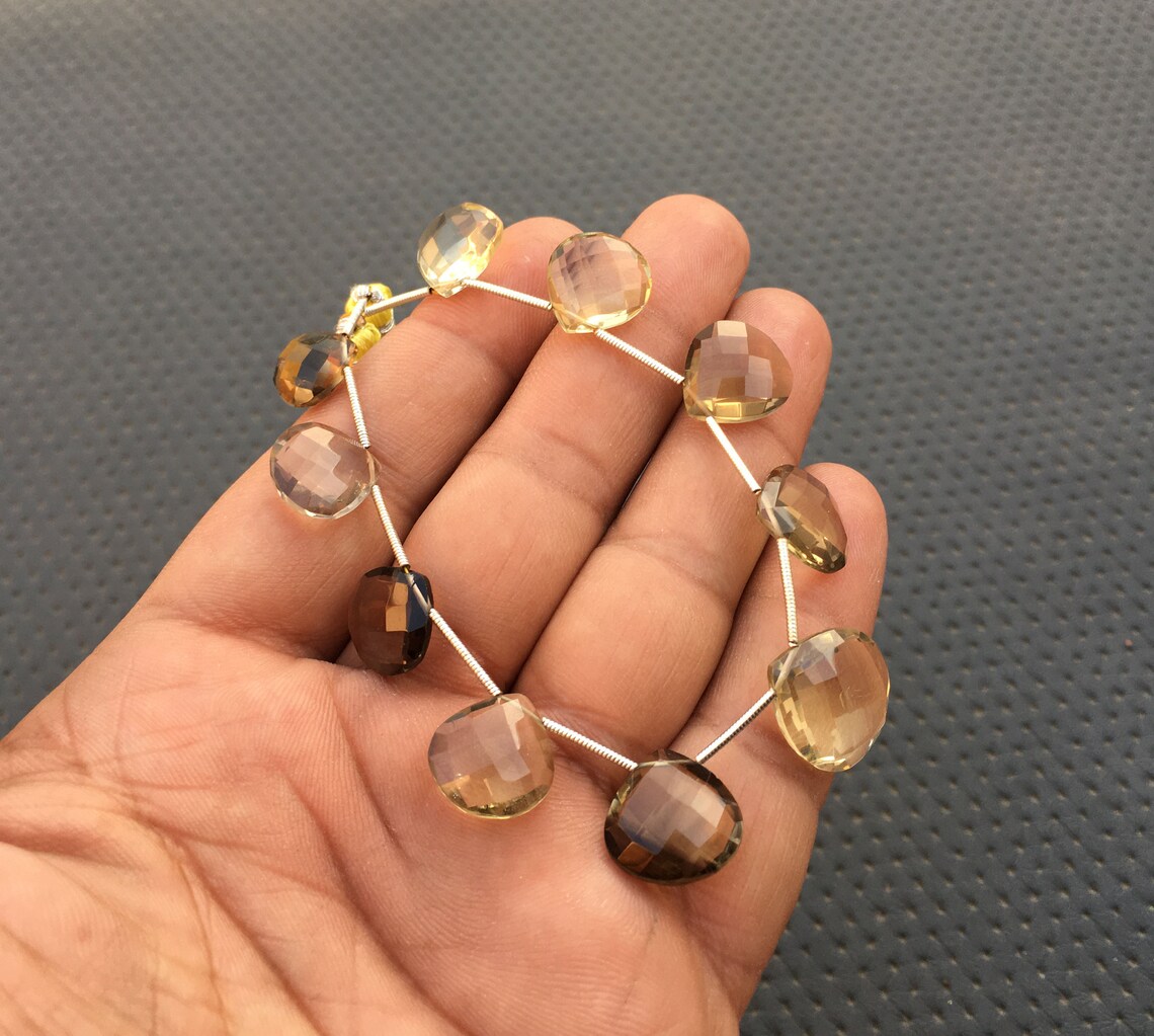 10 Pieces Bio Lemon Quartz Faceted Heart Shape Briolette Beads - Etsy