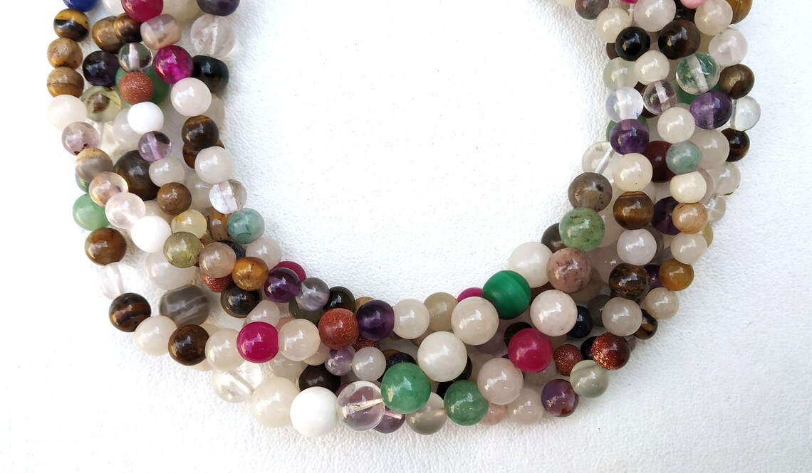 14inch Long Best Quality Multi Stone round Smooth - Etsy