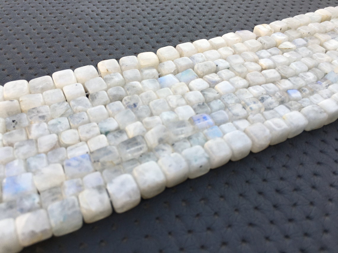 10long Strand Blue Fire Cube Shape Beads Natural Rainbow | Etsy