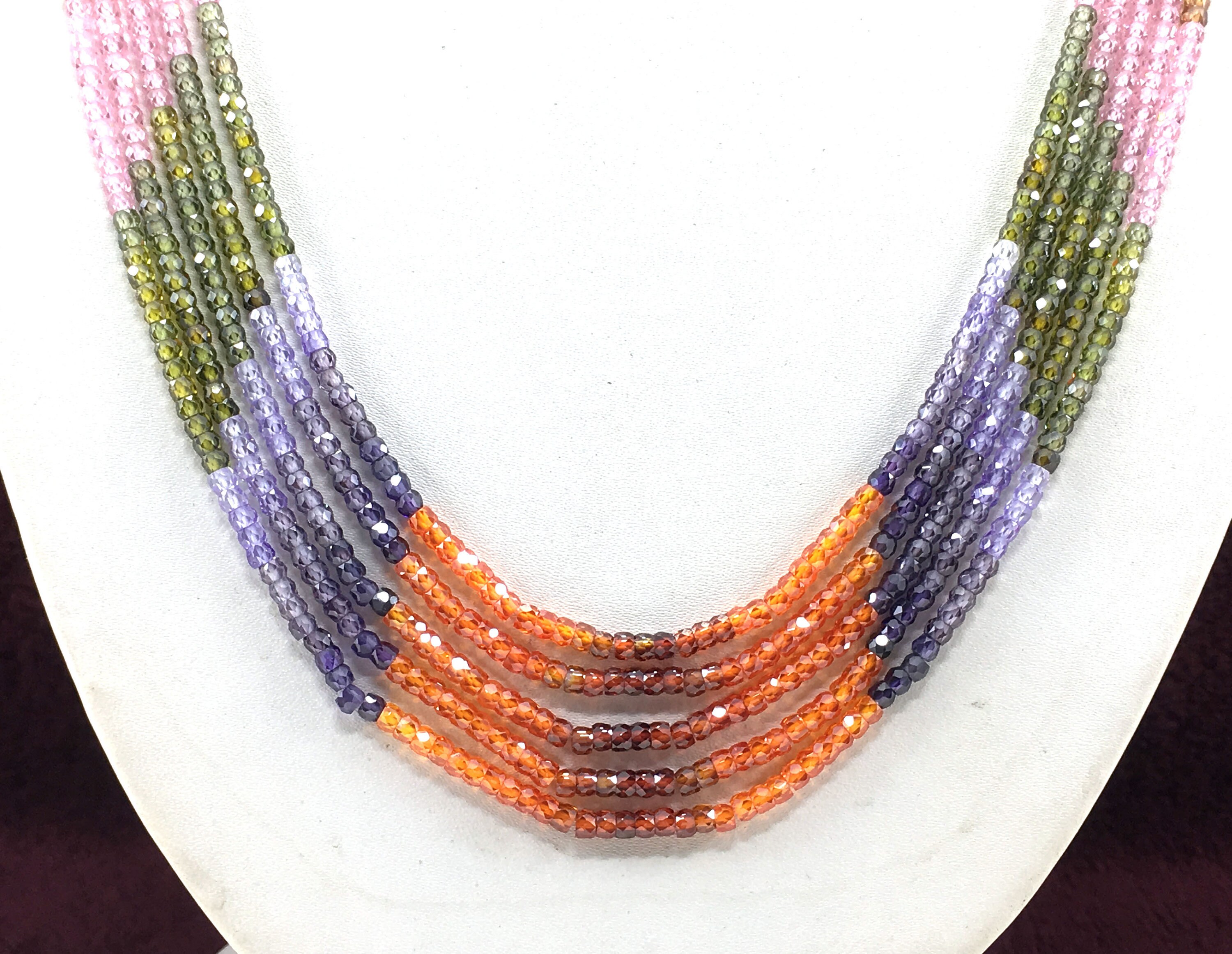 Super Sparkly 5 Strand Lot Multi Color Zircon Faceted Rondelle | Etsy