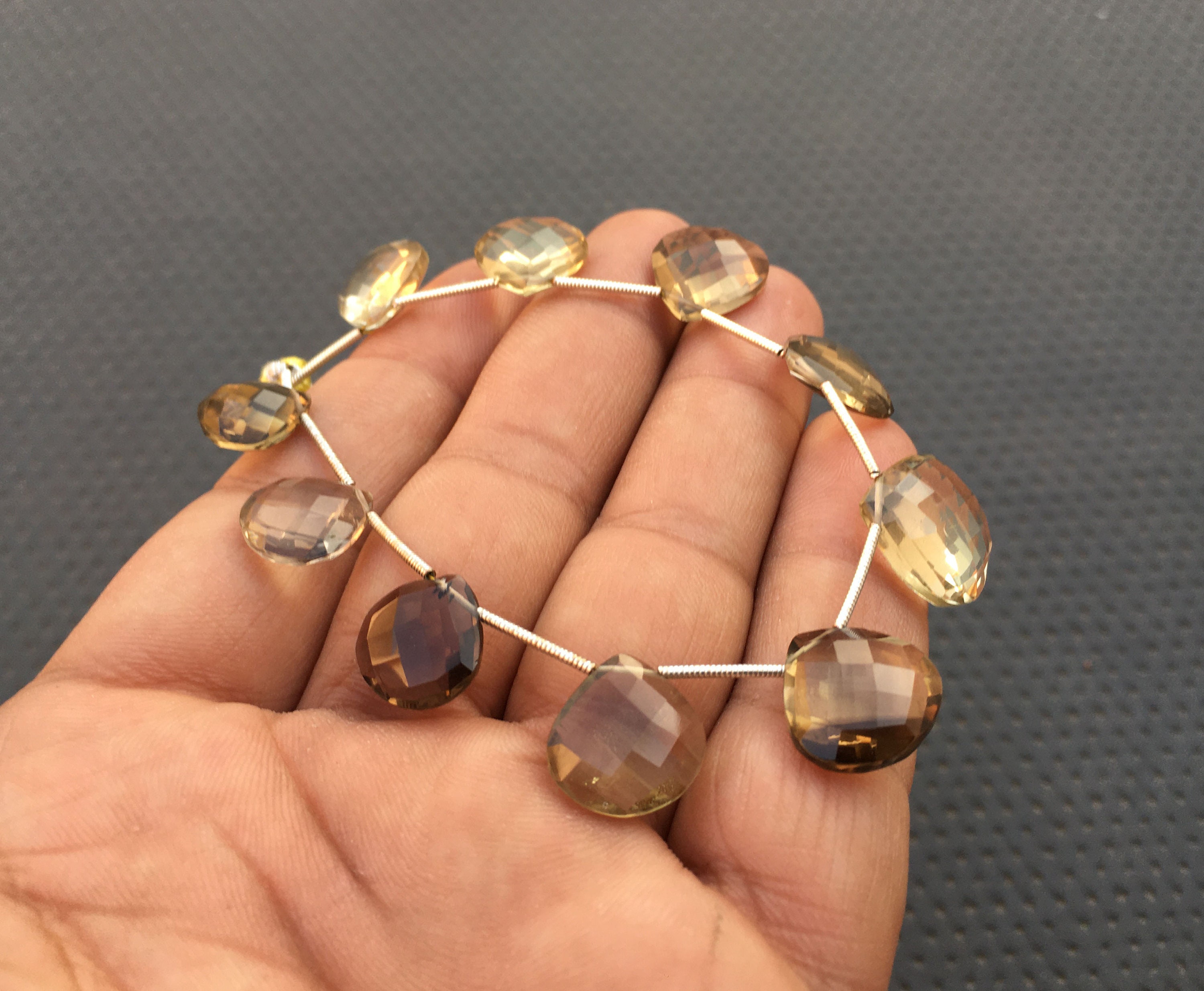 10 Pieces Bio Lemon Quartz Faceted Heart Shape Briolette Beads | Etsy