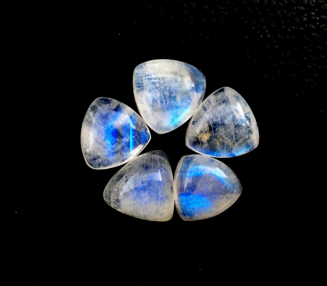 Earth Mined Gemstone 5 Piece Natural Rainbow Moonstone Gemstone,smooth ...