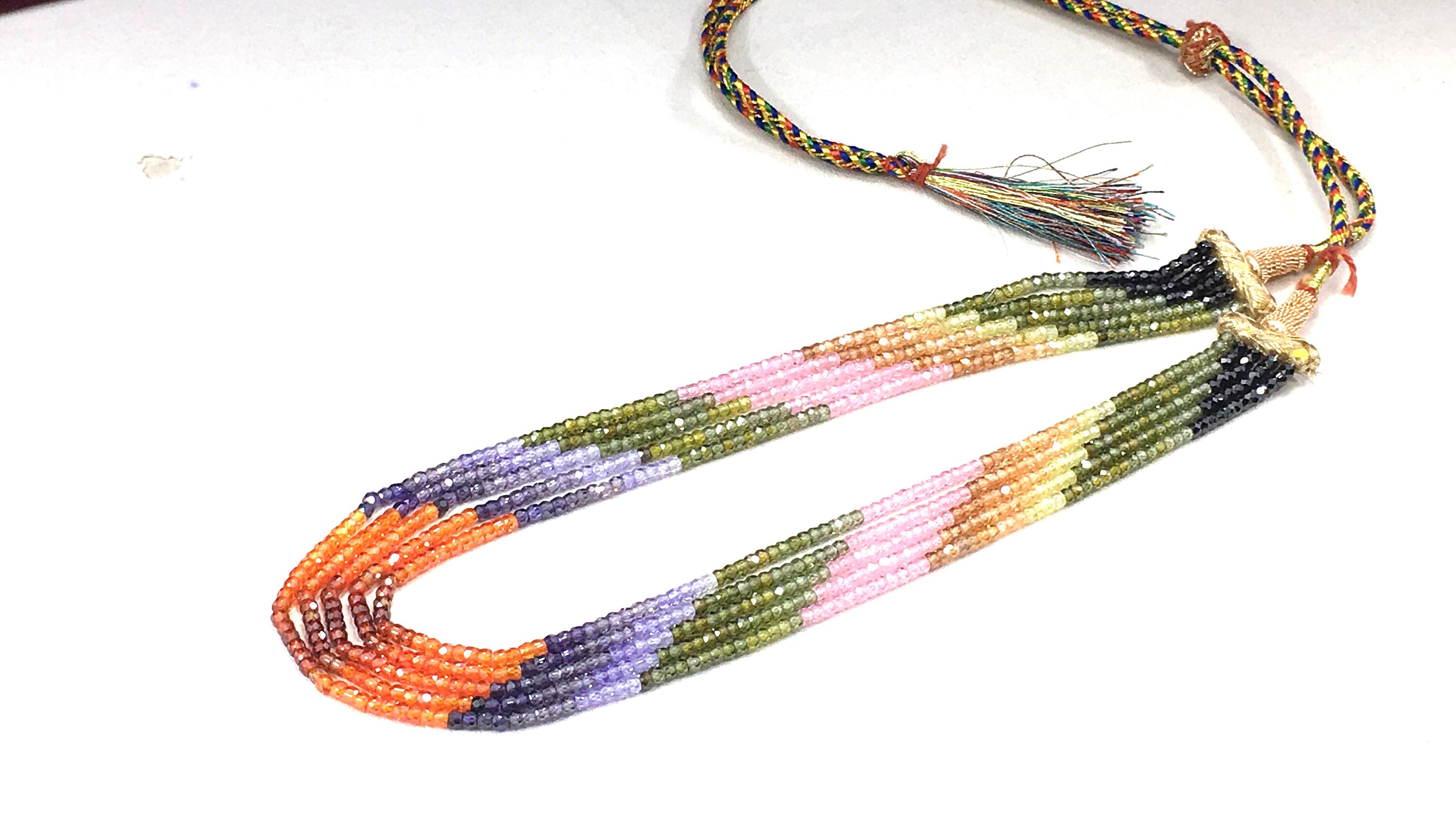 Super Sparkly 5 Strand Lot Multi Color Zircon Faceted Rondelle | Etsy