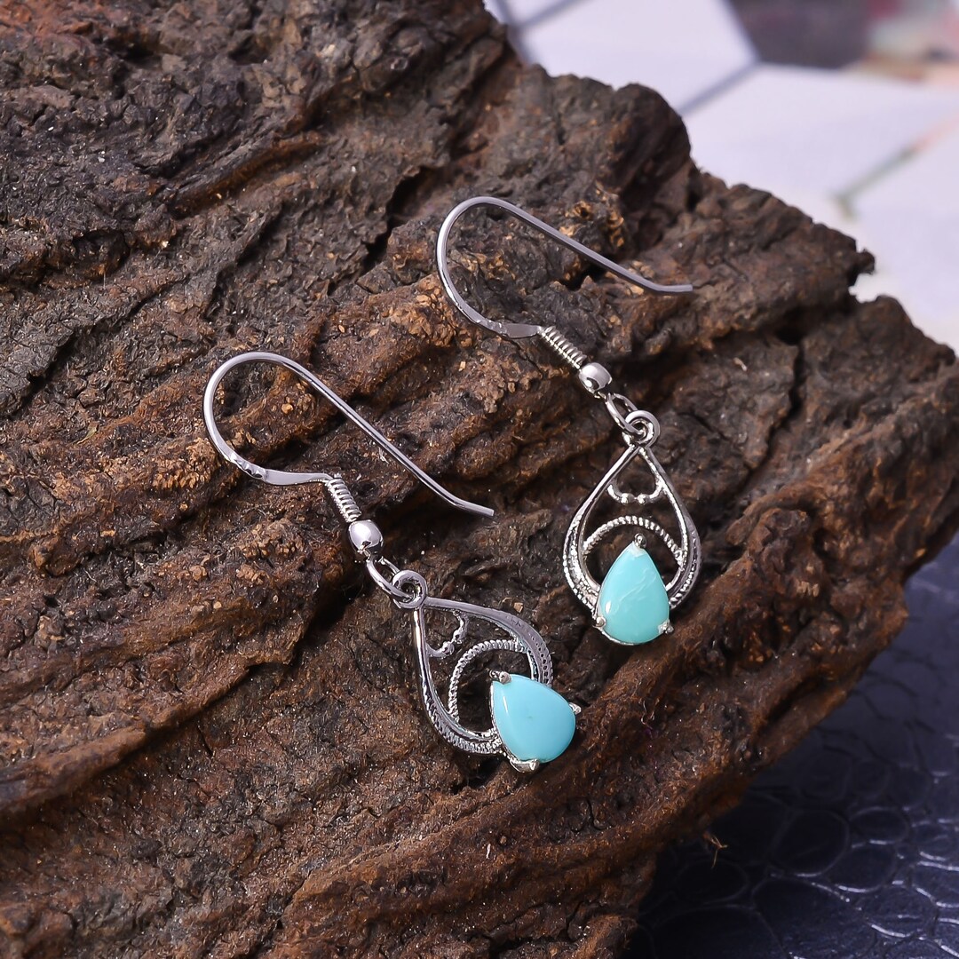 925 Sterling Silber baumeln 14 langer Ohrring Türkis - Etsy.de