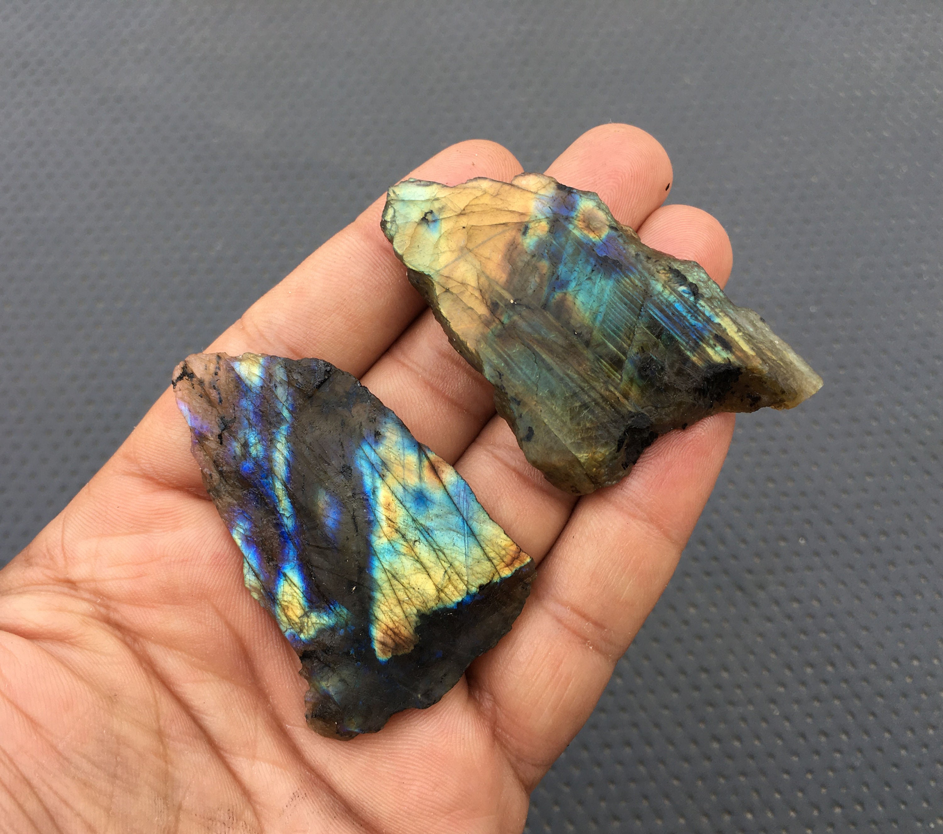 Blue Flashes Are Prominent Natural Blue Fire Labradorite Raw Gemstone ...