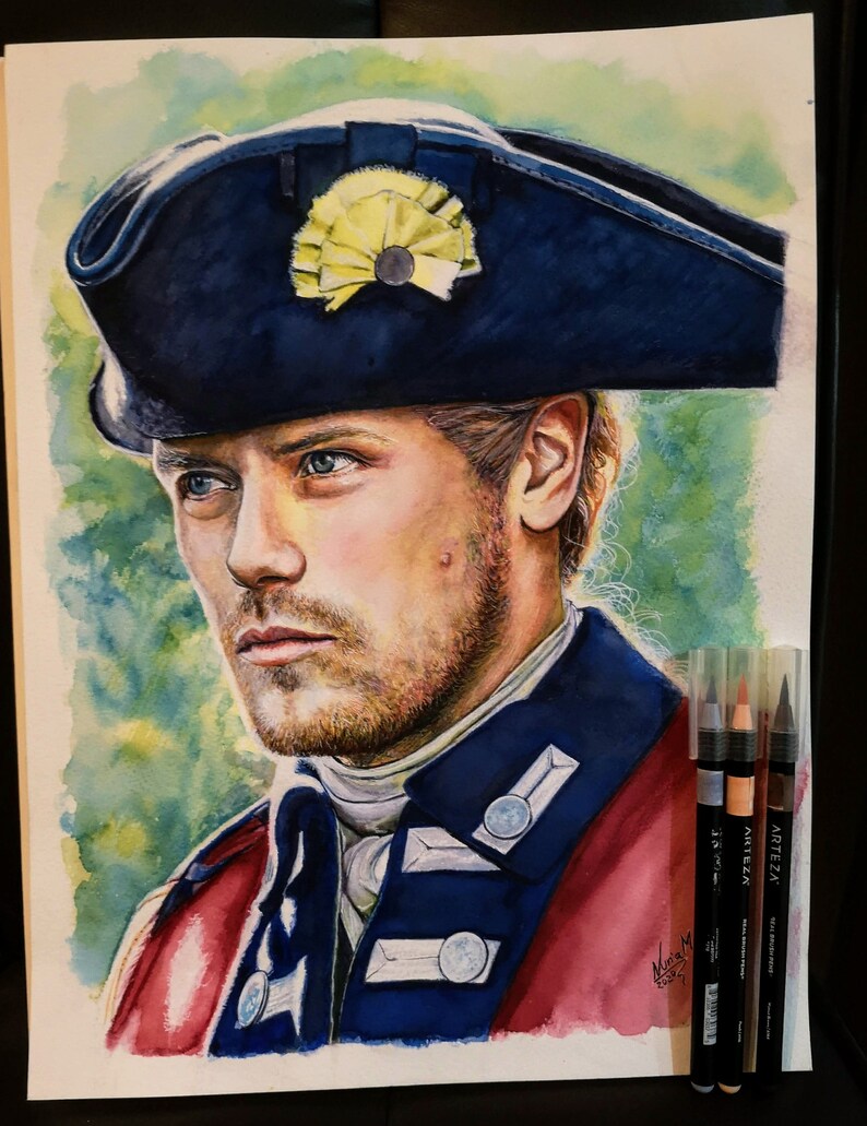 Jamie Fraser in a Red Coat outlander Original Artwork - Etsy