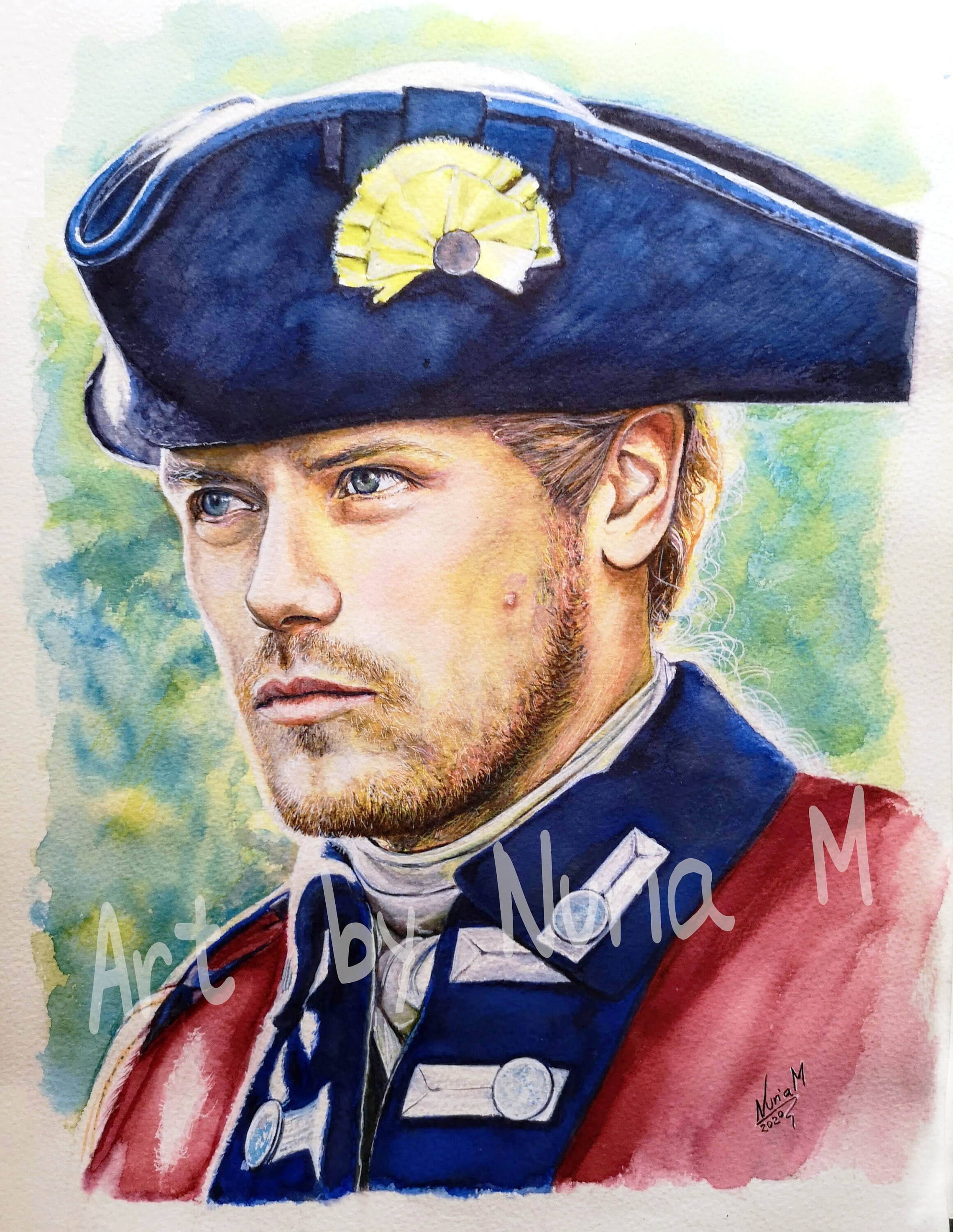 Jamie Fraser in a Red Coat outlander Original Artwork - Etsy