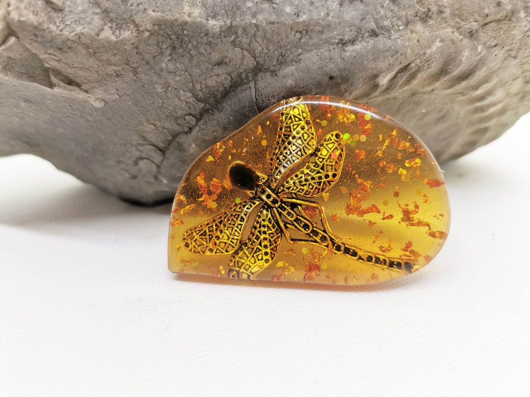 Handmade dragonfly in Amber paperweight/adornment Outlander - Etsy