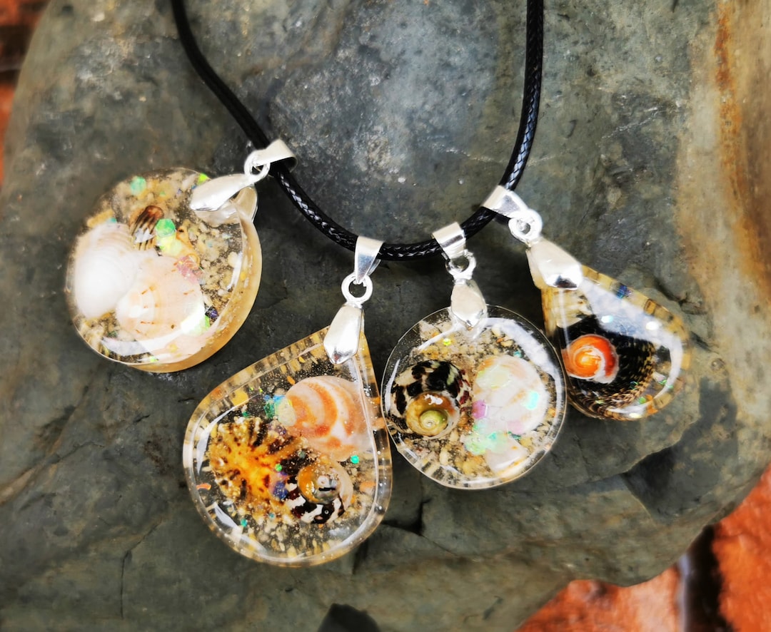 Mini Shells in Epoxy Pendants; Mermaid Jewlery - Etsy