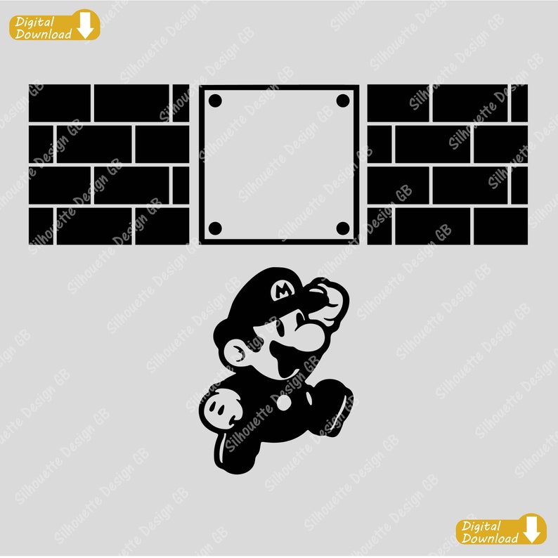 Mario Block. Mario Silhouette, Mario Svg, Mario Png, Cut Files, Cricut ...