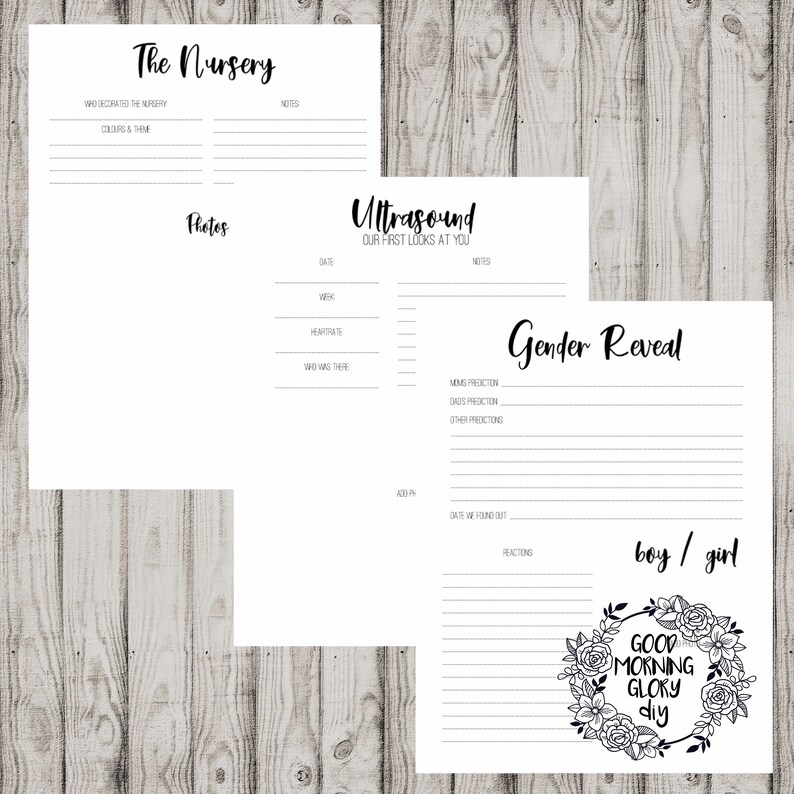 PREGNANCY JOURNAL Memory Book PRINTABLE Black & White Gender Neutral - Etsy