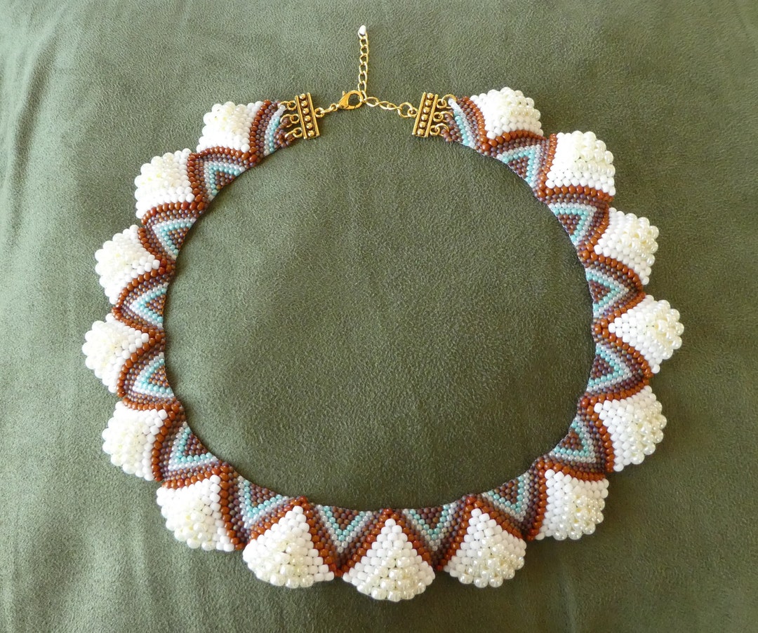 Earthenware Angle - Flat Cellini Spiral Peyote Necklace - Etsy