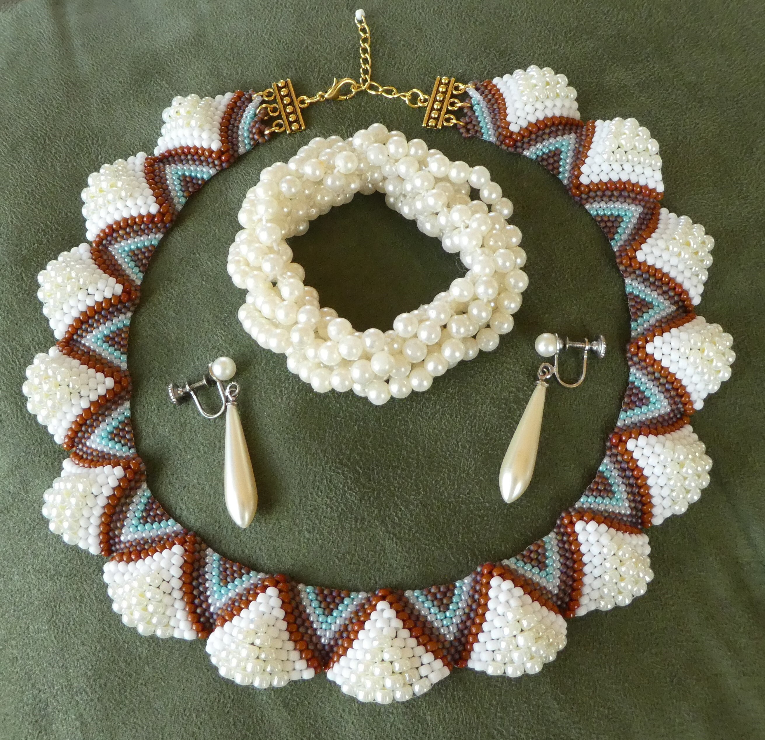 Earthenware Angle - Flat Cellini Spiral Peyote Necklace - Etsy