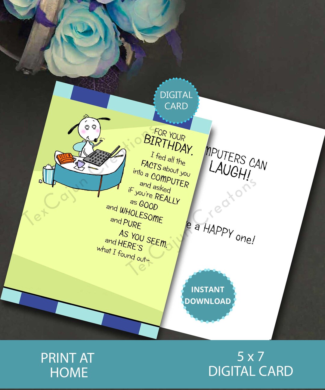 Funny Computer Birthday Card: Printable Digital Download - Etsy