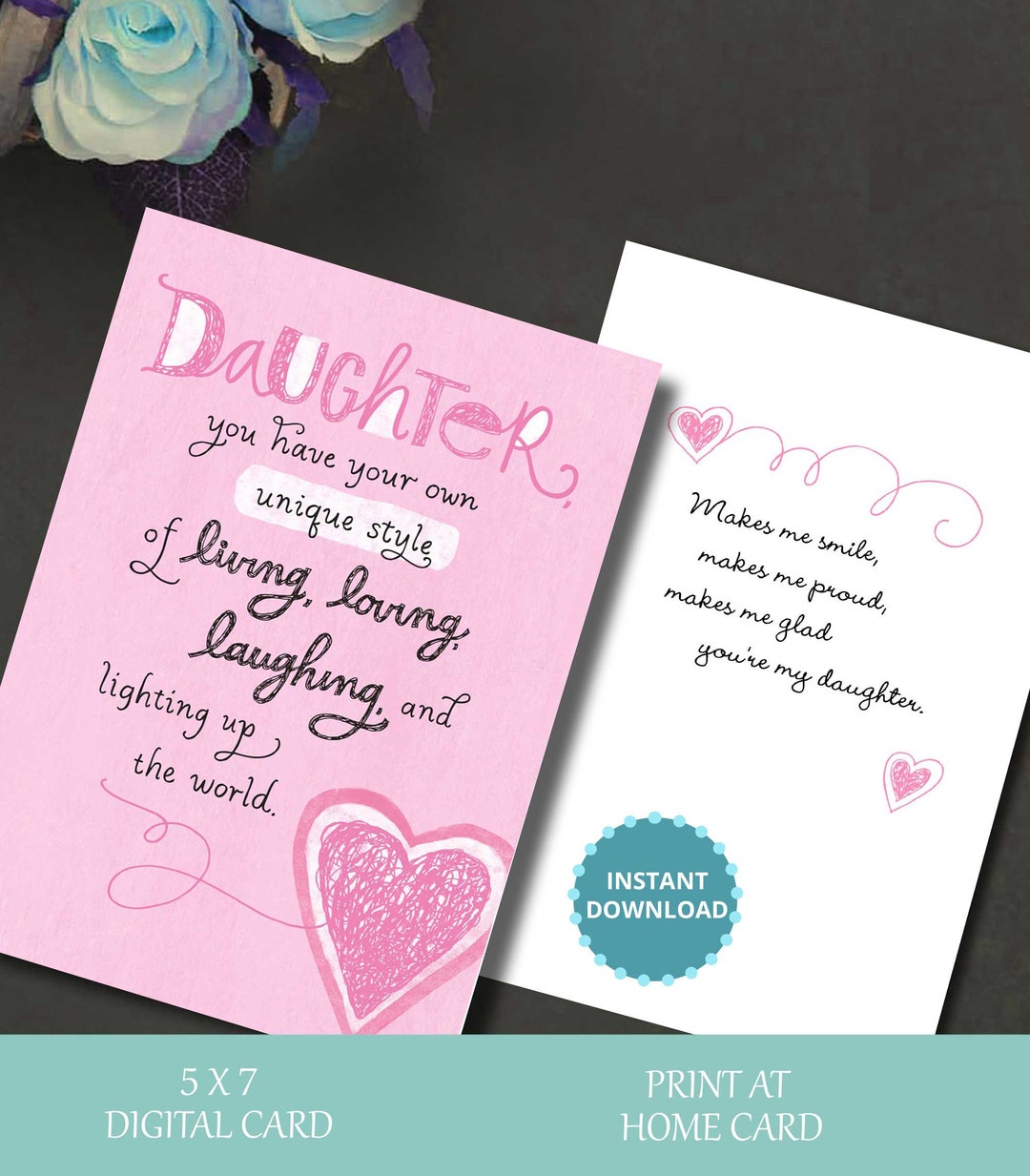 Daughter Card, Card for Daughter, I Love You Daughter, Digital Cards ...