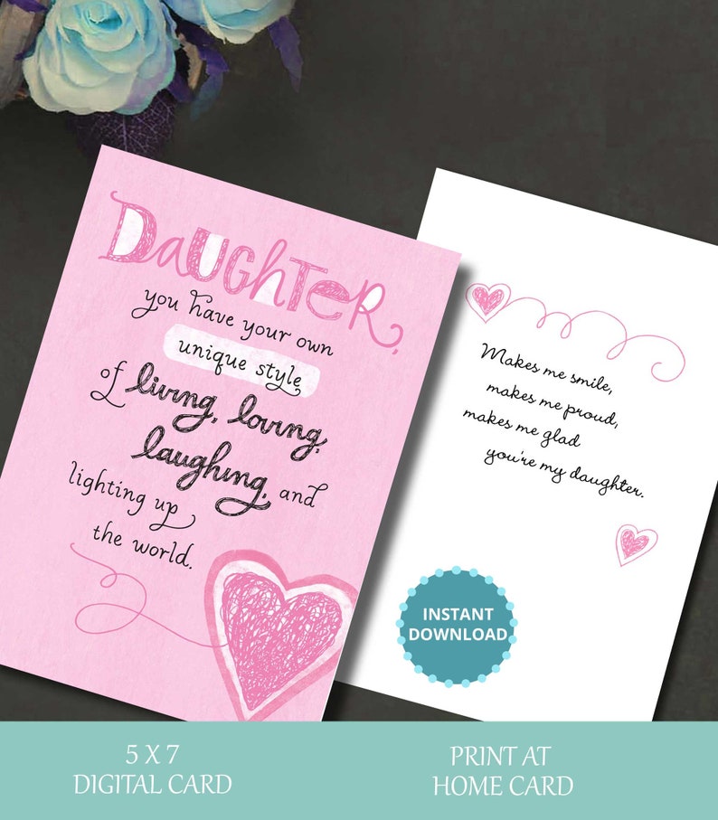 Daughter Card, Card for Daughter, I Love You Daughter, Digital Cards ...
