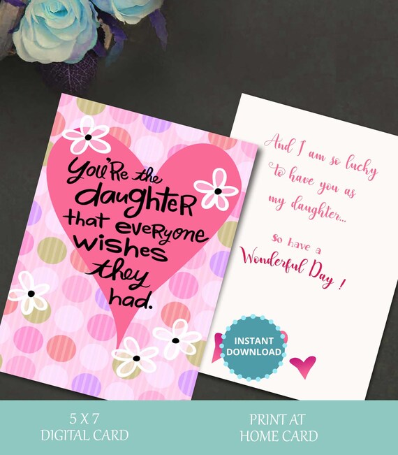 Daughter Card Card for Daughter I Love You Daughter Digital | Etsy