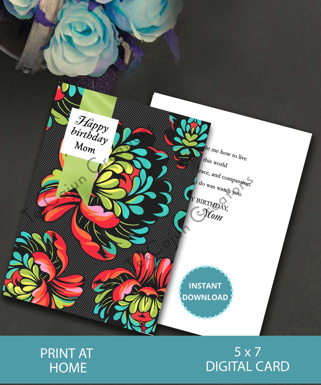 Happy Birthday Mom Birthday Card, Mom Birthday Card, Digital Card, Card ...