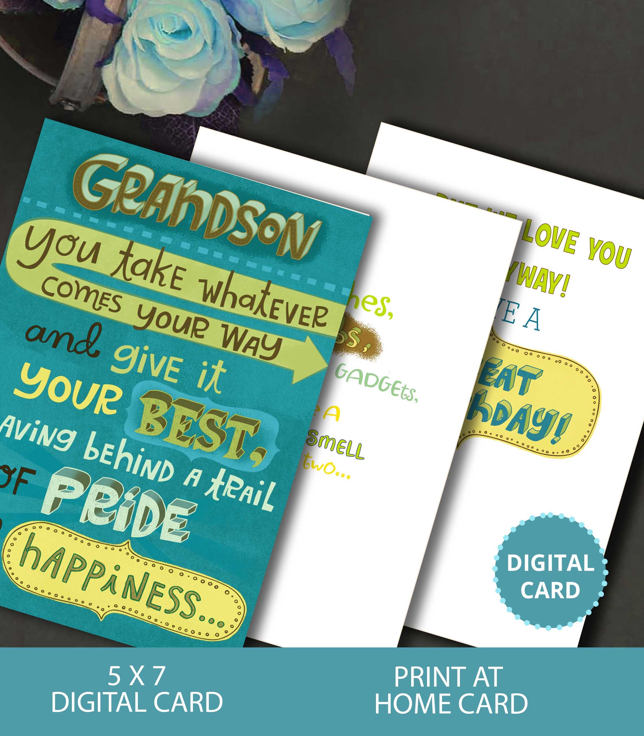 Grandson Card Grandson Birthday Card for Grandson Digital - Etsy Canada