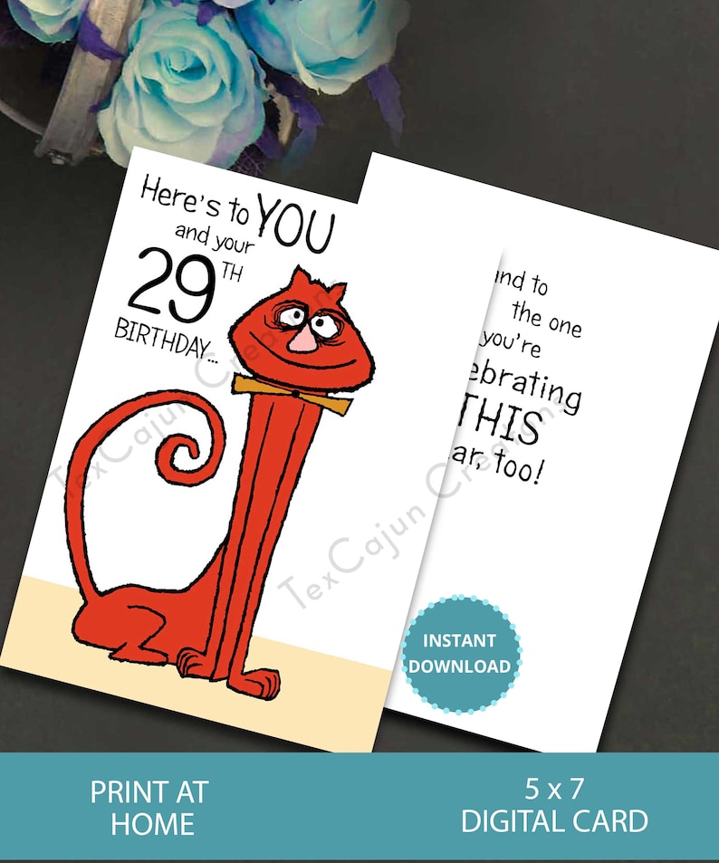 Turning 29 Again Birthday Card, Funny Card, Digital Card, Happy ...