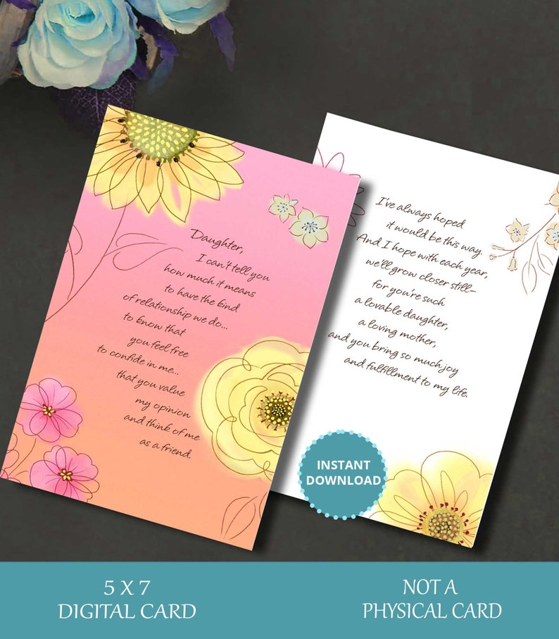 Cards for Daughters, Daughters Cards, I Love You Daughter Card, Digital ...