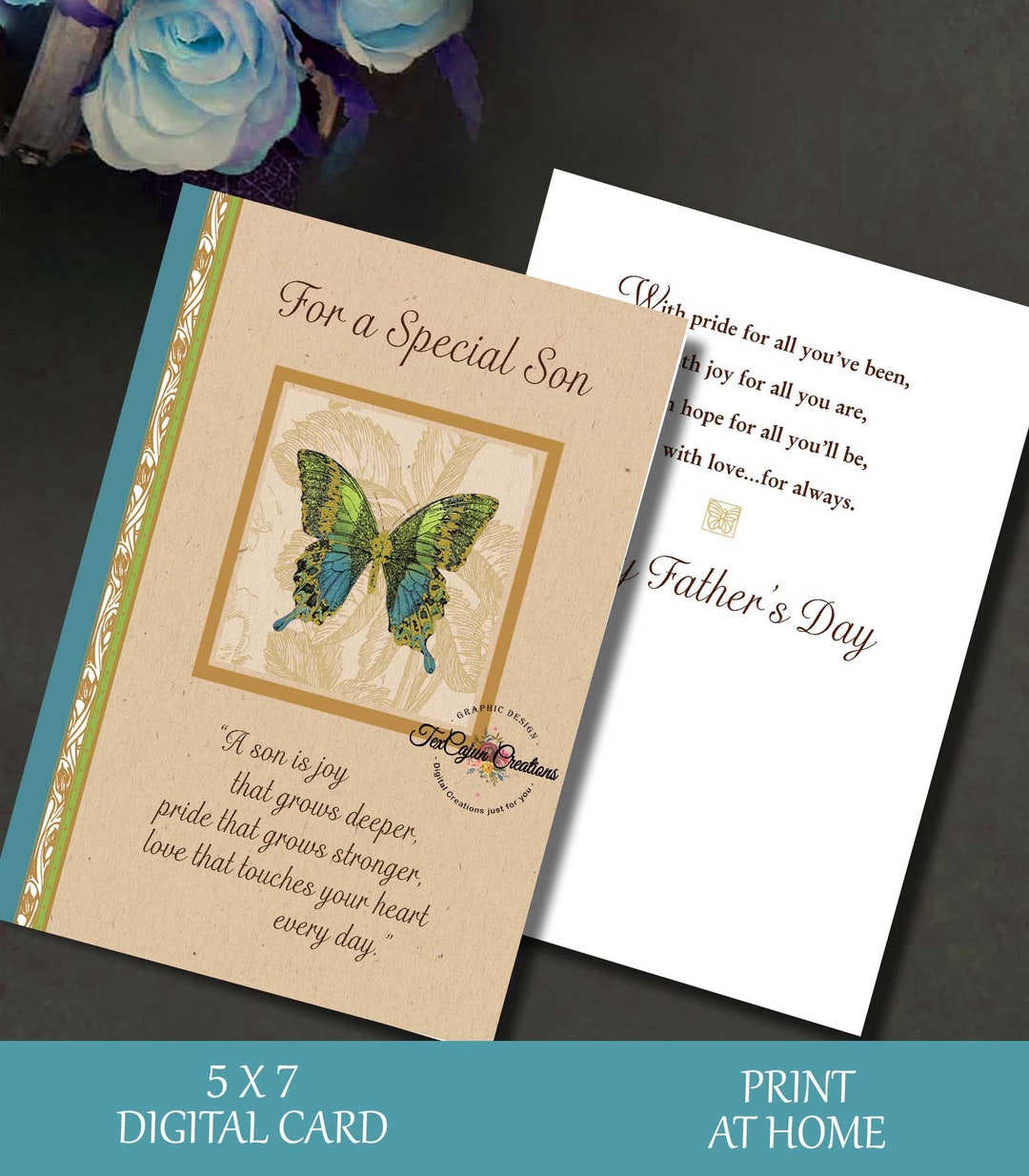 Card for Special Son for Fathers Day, Card for Son, Digital Card ...