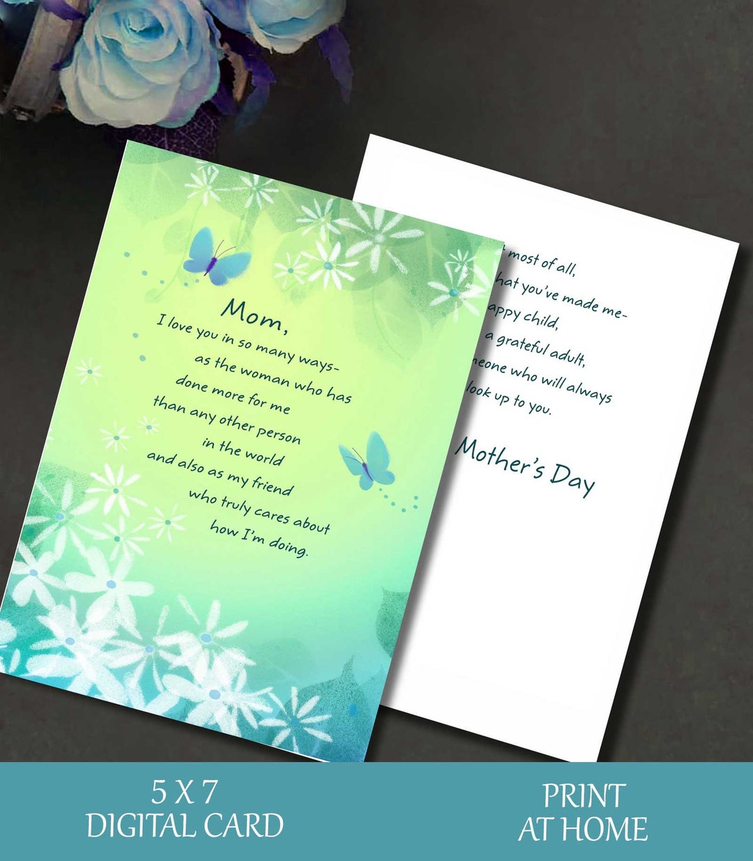 Butterfly Mother's Day Card: Printable Floral Design (digital File) - Etsy