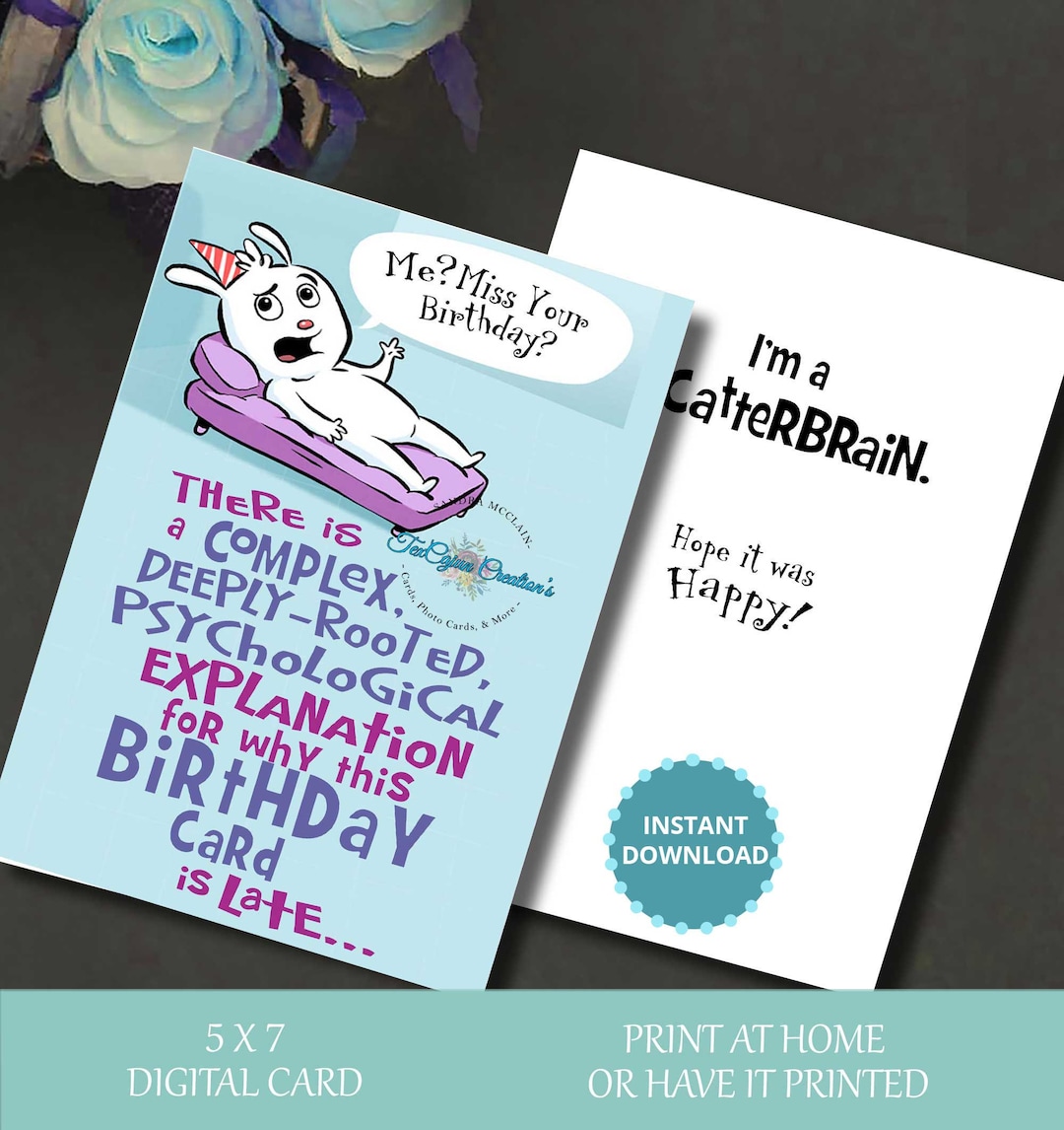 Belated Birthday Card, Late Birthday Card, Birthday Card, Digital Card ...