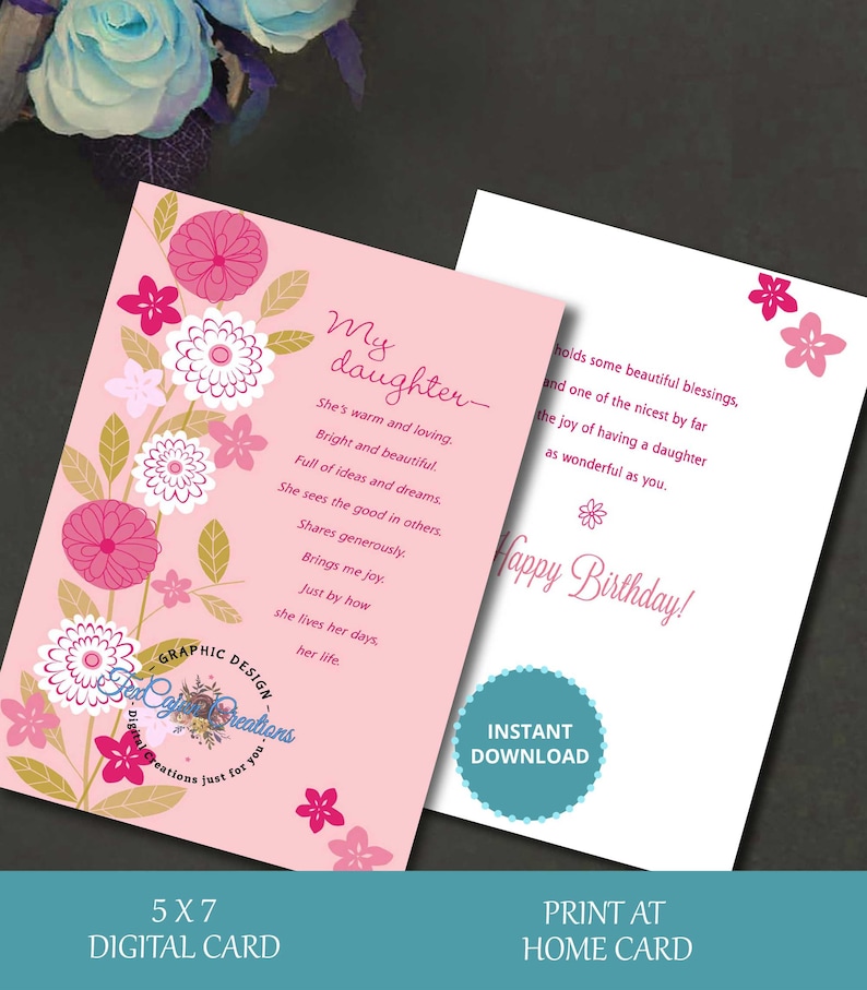 Daughter's Card, Daughters Birthday Card, Card for Daughter, Card for ...