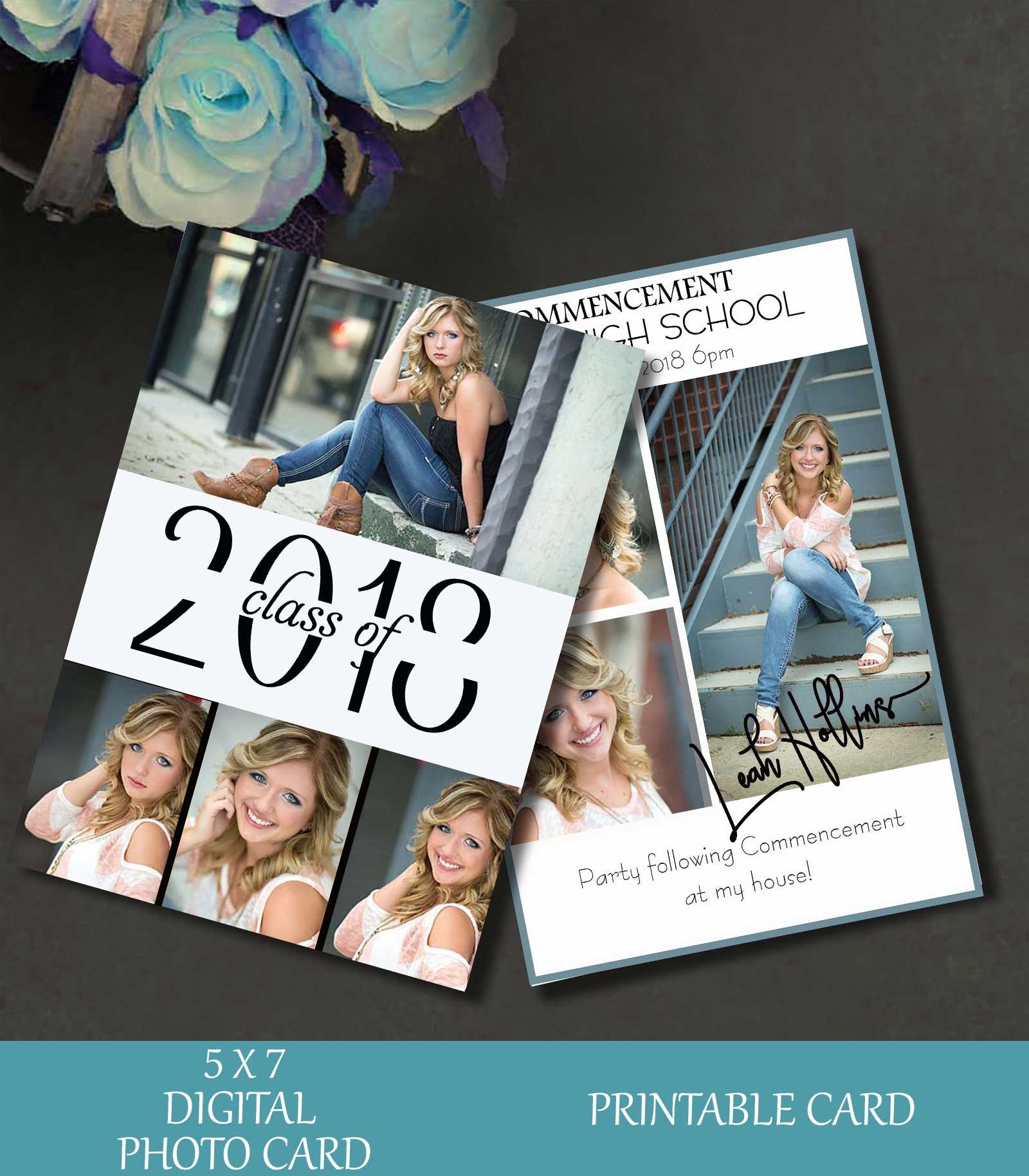 Graduation Invitation, Template With Photo, Photoshop Template, Senior ...