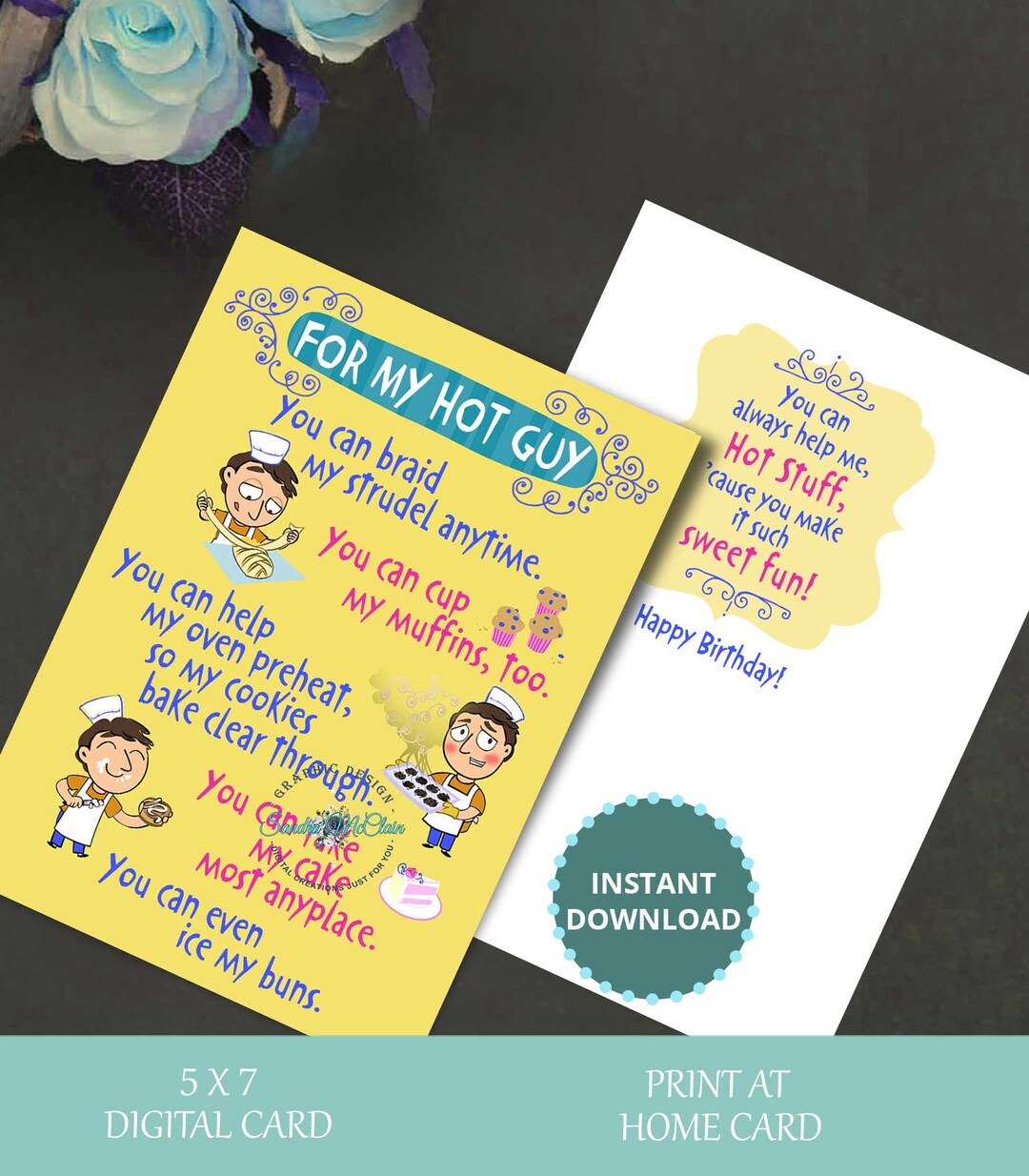 Funny 'my Hot Guy' Birthday Card: Printable Card for Him (digital ...