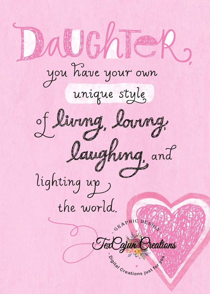 Daughter Card: Everyday Printable Design (instant Download JPG) - Etsy