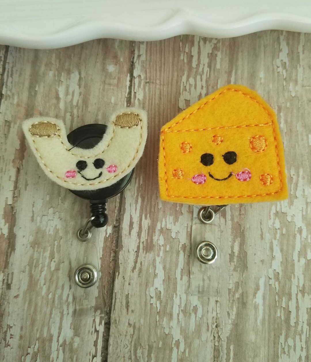 Mac and Cheese Badge Reel, Mac Badge Holder, Cheese Badge Clip ...
